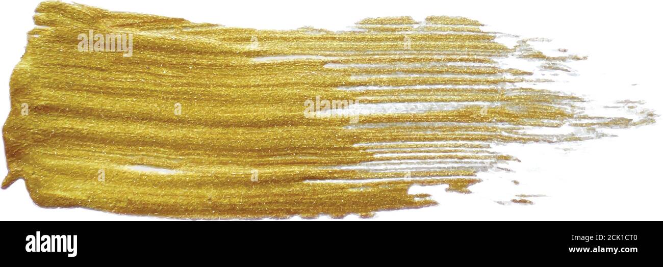 Realistic gold glitter painting brush. Hand drawing vector illustration ...