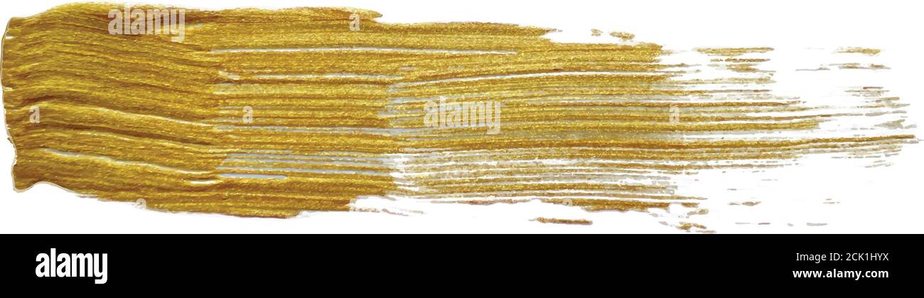 Realistic gold glitter painting brush. Hand drawing vector illustration ...