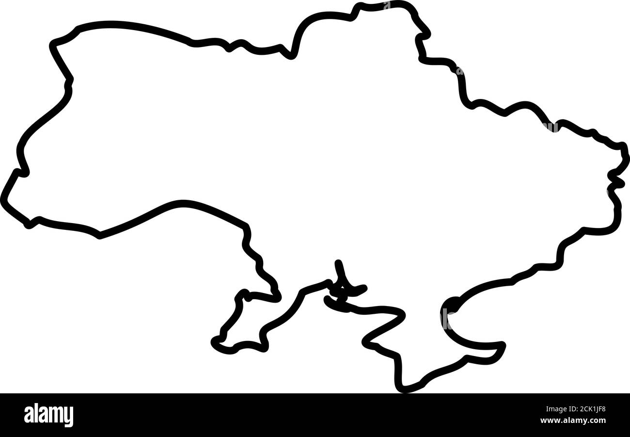 Ukraine - solid black outline border map of country area. Simple flat ...