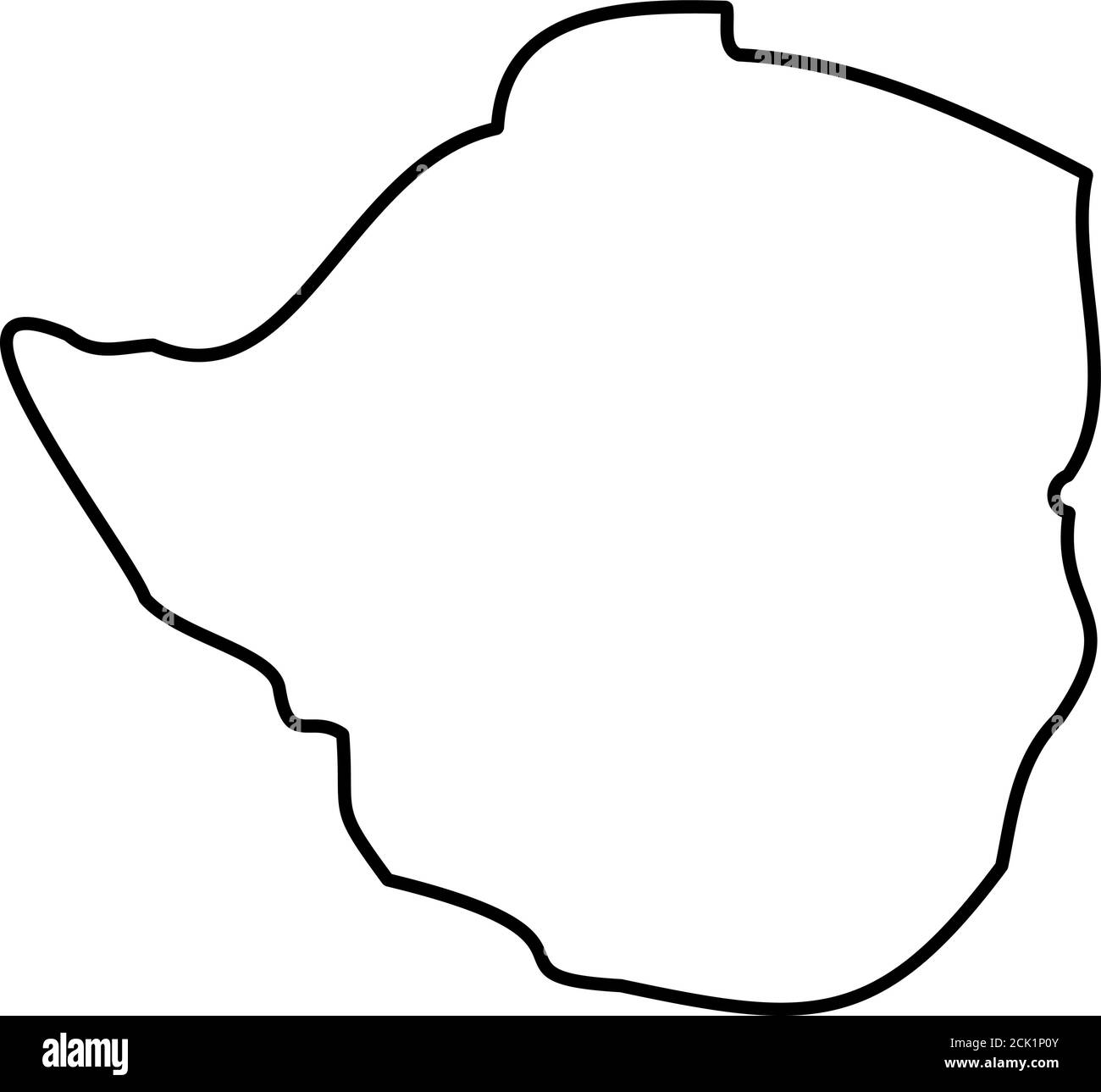 Zimbabwe - solid black outline border map of country area. Simple flat vector illustration Stock ...