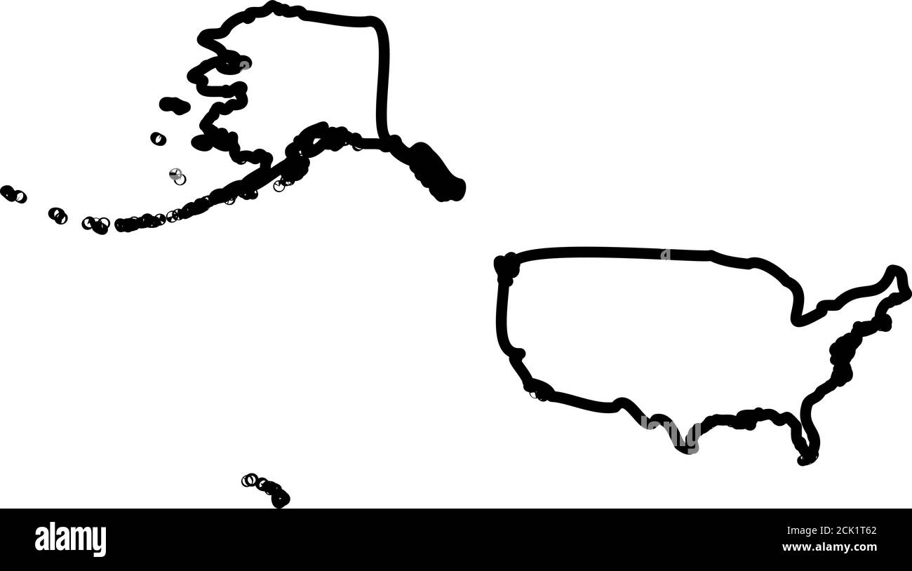United States of America, USA - solid black outline border map of ...