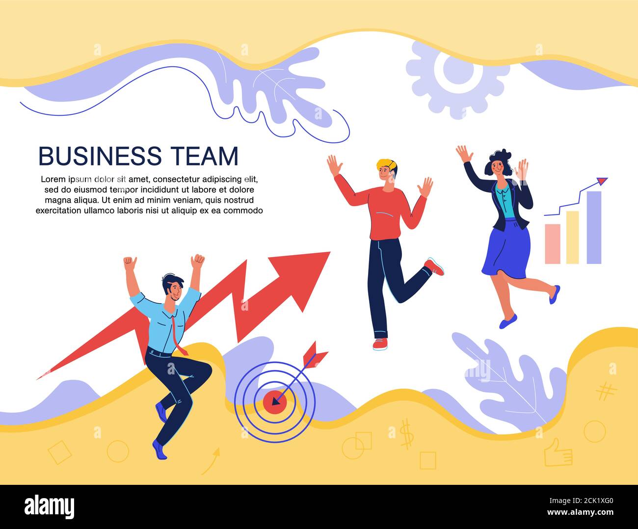 Business successful team and company staff banner with business people ...