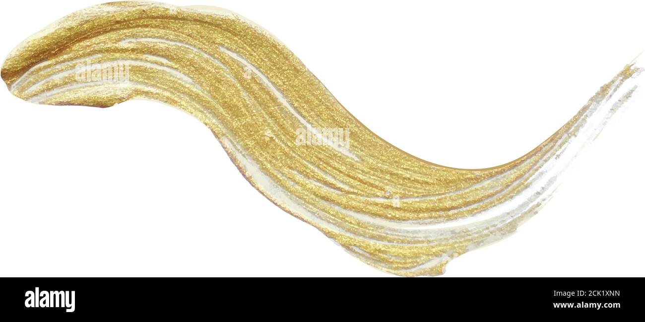 Realistic gold glitter painting brush. Hand drawing vector illustration ...