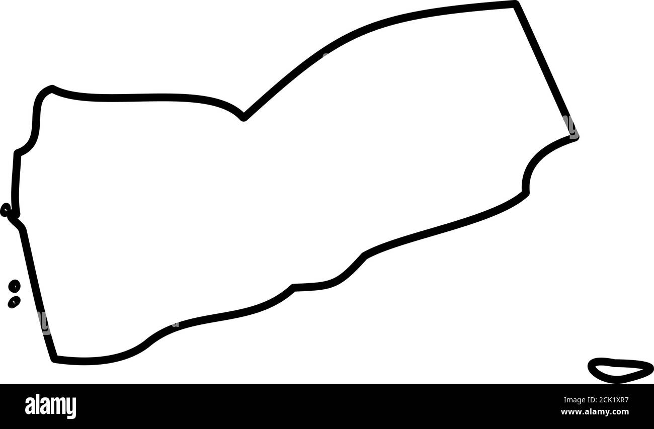Yemen - solid black outline border map of country area. Simple flat vector illustration Stock ...