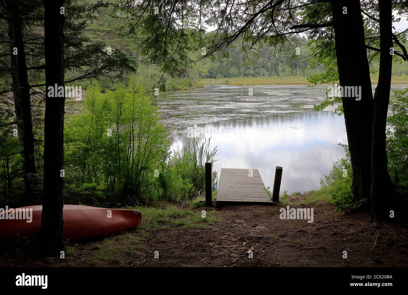 The view of Lowell Lake from Lowell Lake Trail loop with a boat lunch ...