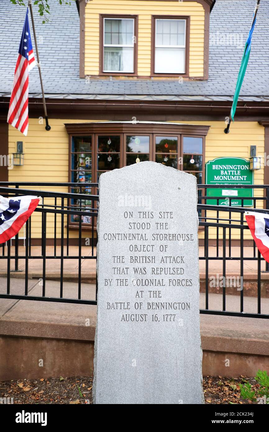 The gift shop of the Bennington Battle Monument with the stele marked ...