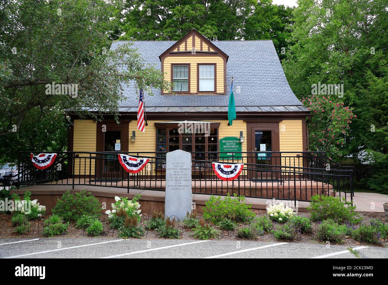 The gift shop of the Bennington Battle Monument with the stele marked ...