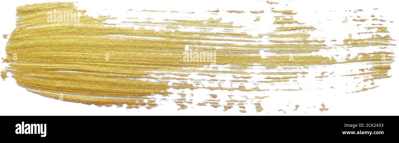 Realistic gold glitter painting brush. Hand drawing vector illustration ...