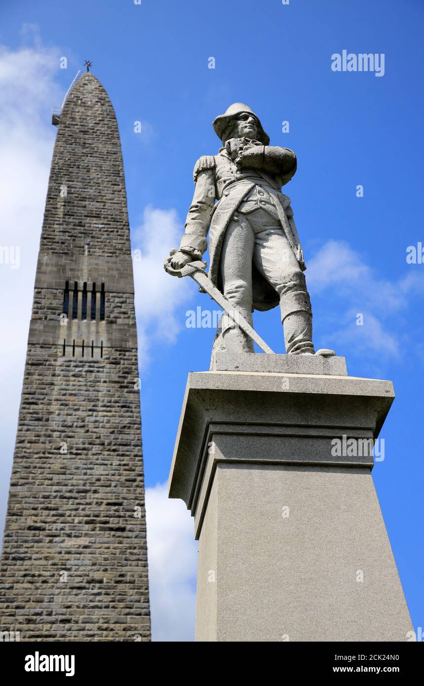 Statue of Continental Colonel Seth Warner with the Bennington Battle ...