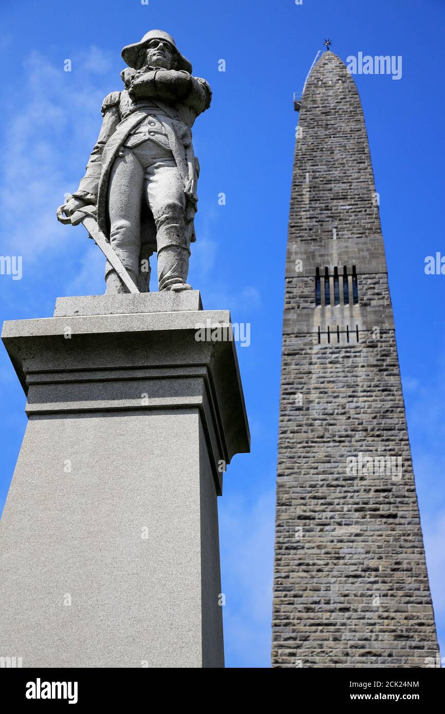 Statue of Continental Colonel Seth Warner with the Bennington Battle ...
