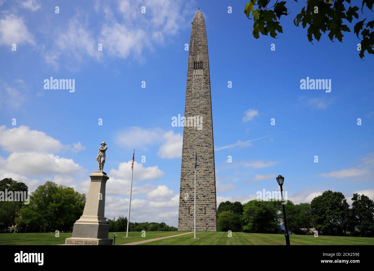 Statue of Continental Colonel Seth Warner with the Bennington Battle ...