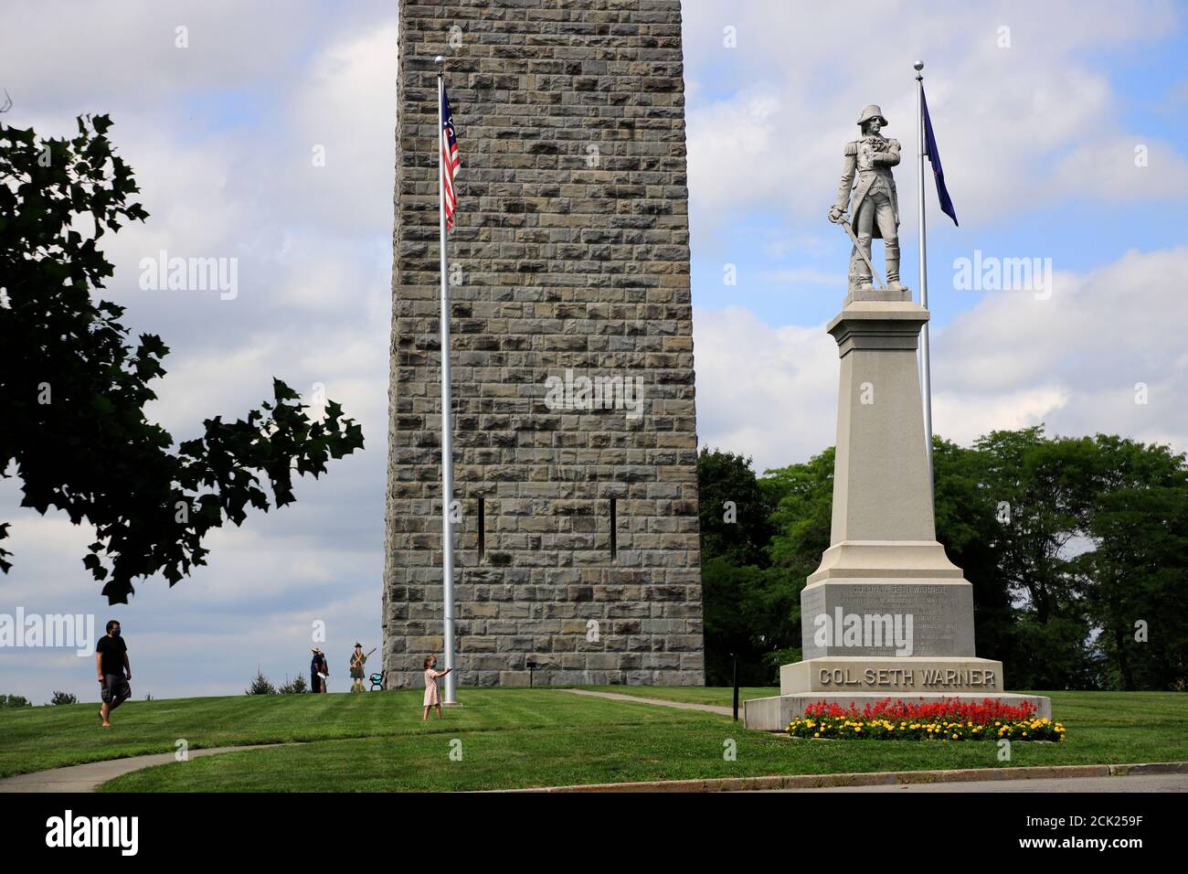 Statue of Continental Colonel Seth Warner with the Bennington Battle ...