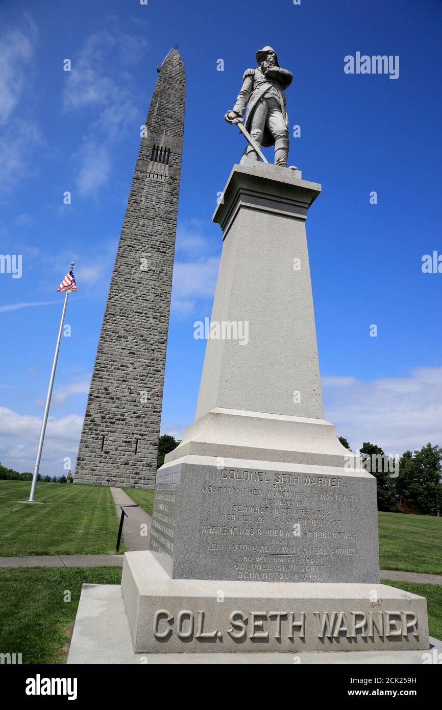 Statue of Continental Colonel Seth Warner with the Bennington Battle ...