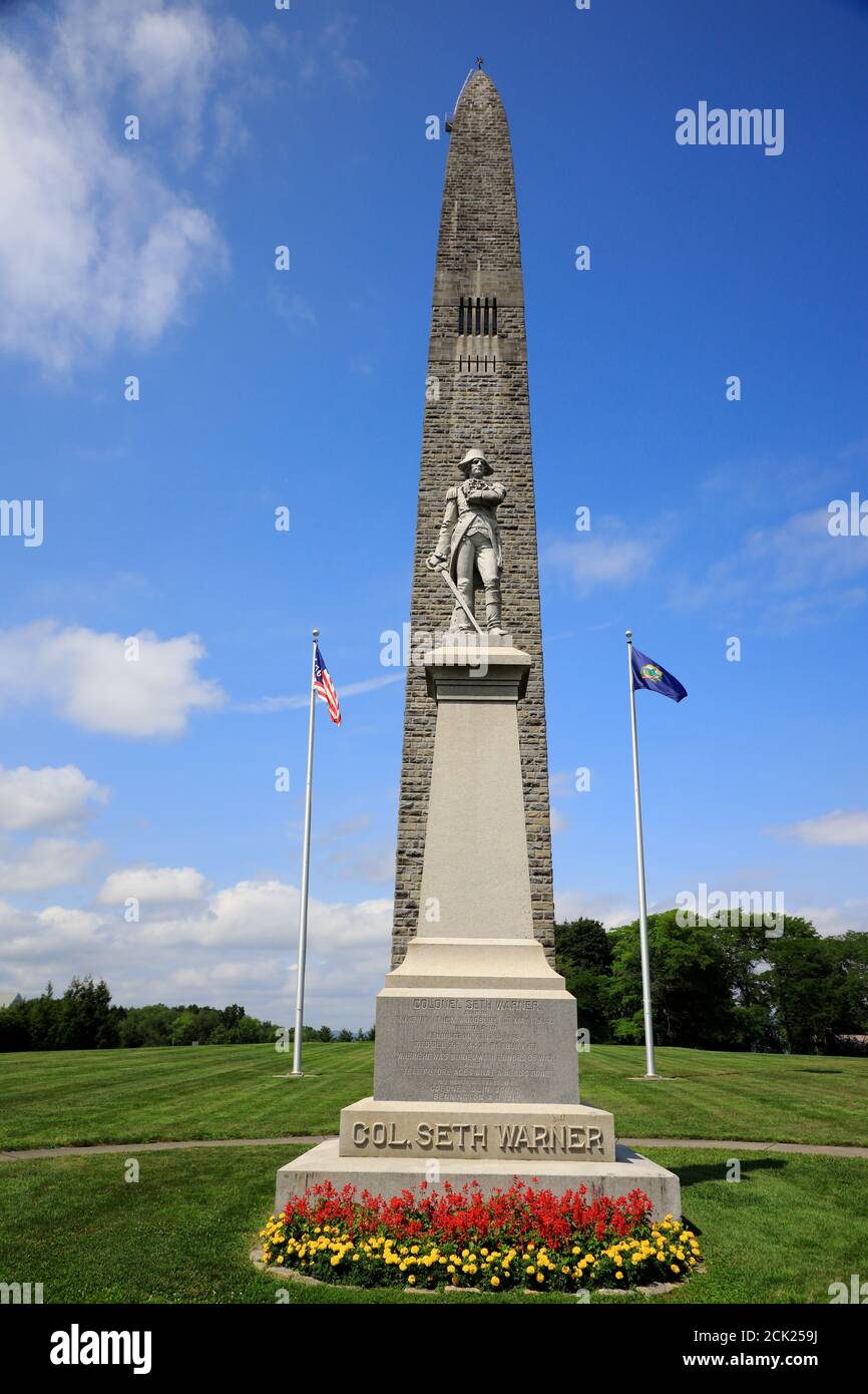 Statue of Continental Colonel Seth Warner with the Bennington Battle ...