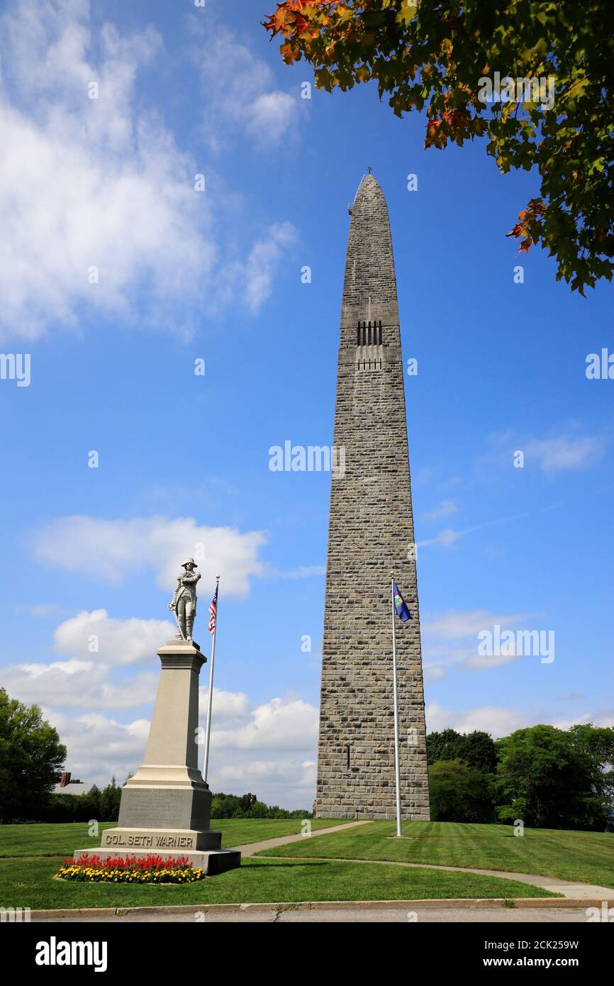 Statue of Continental Colonel Seth Warner with the Bennington Battle ...