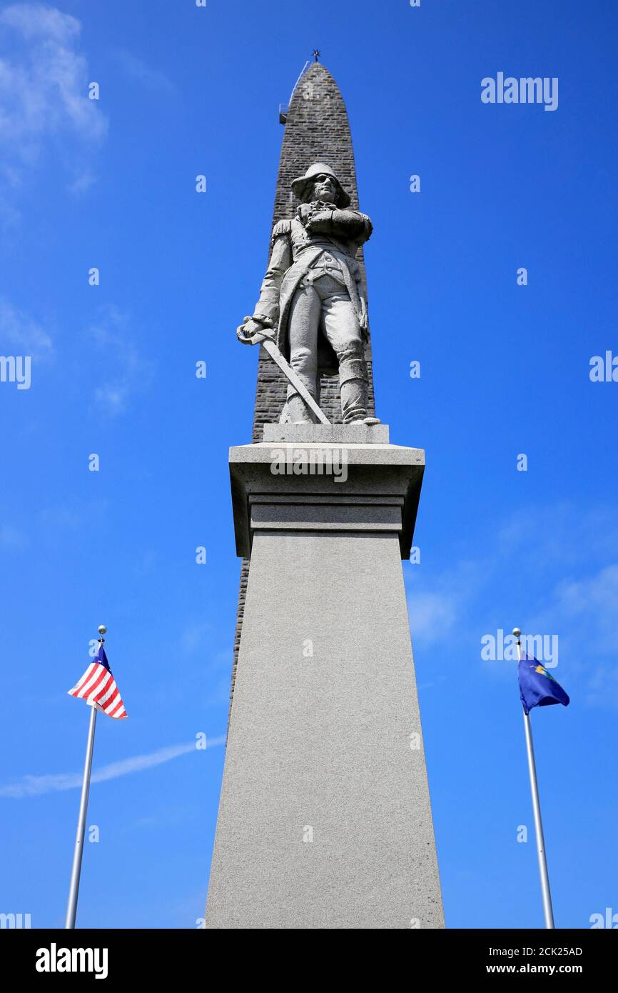 Statue of Continental Colonel Seth Warner with the Bennington Battle ...