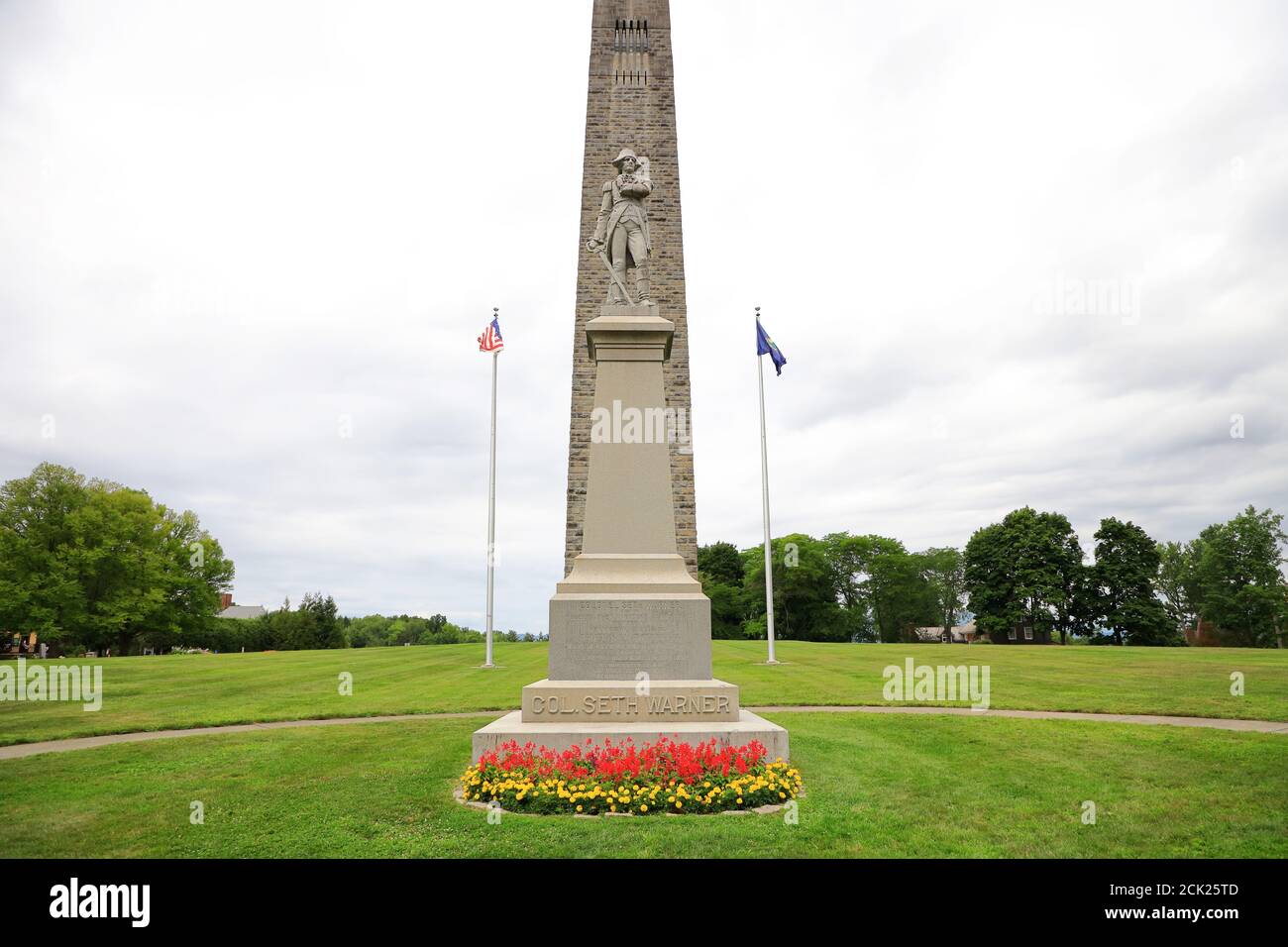 Statue of Continental Colonel Seth Warner with the Bennington Battle ...