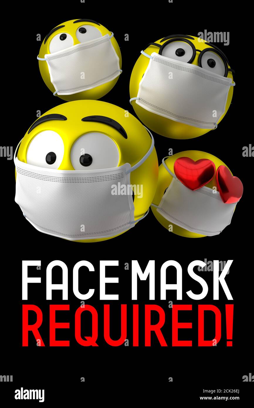 Face mask required poster, emoticons - 3D illustration Stock Photo - Alamy