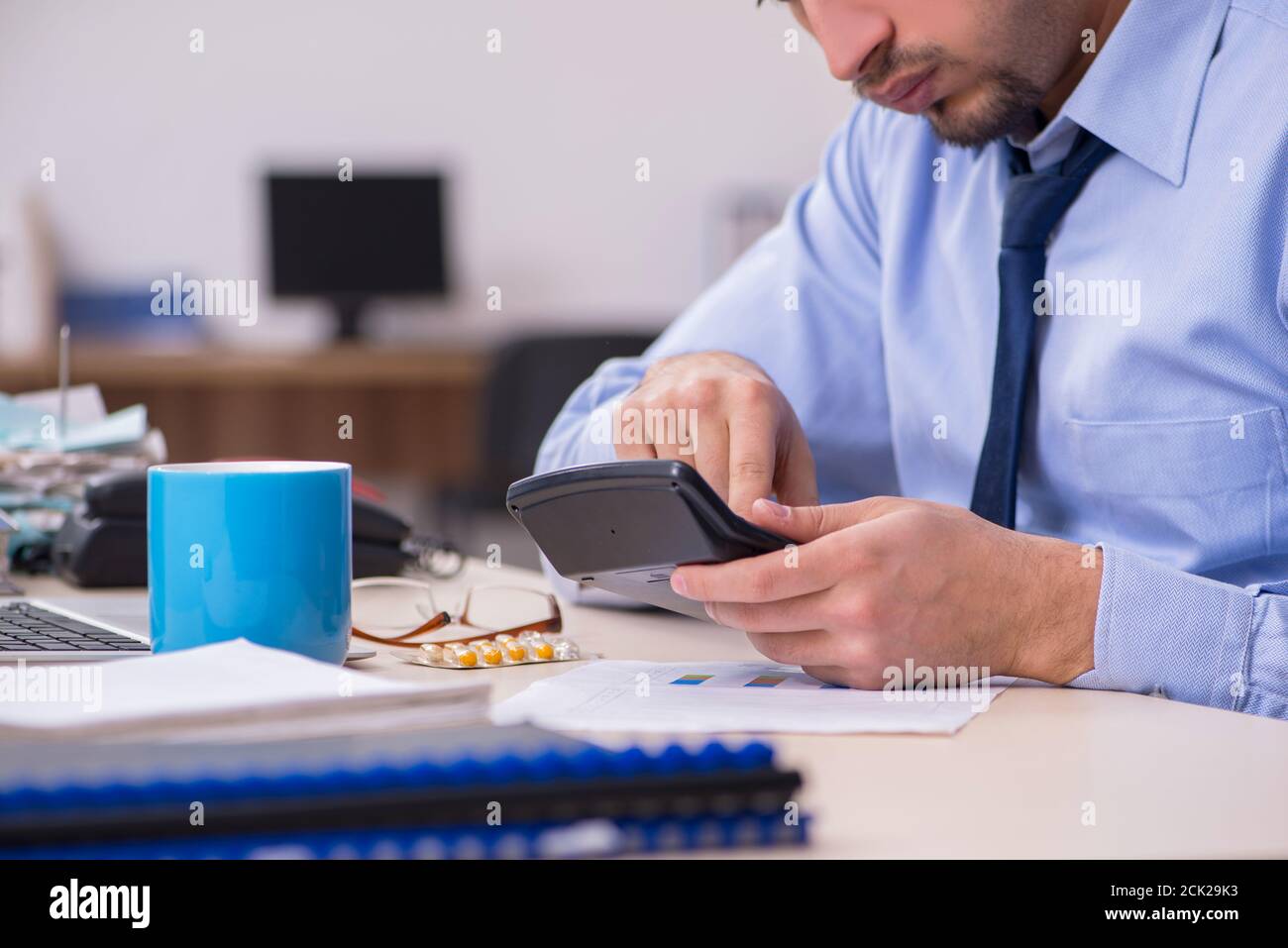 Exhausted financial accountant suffering hi-res stock photography and ...