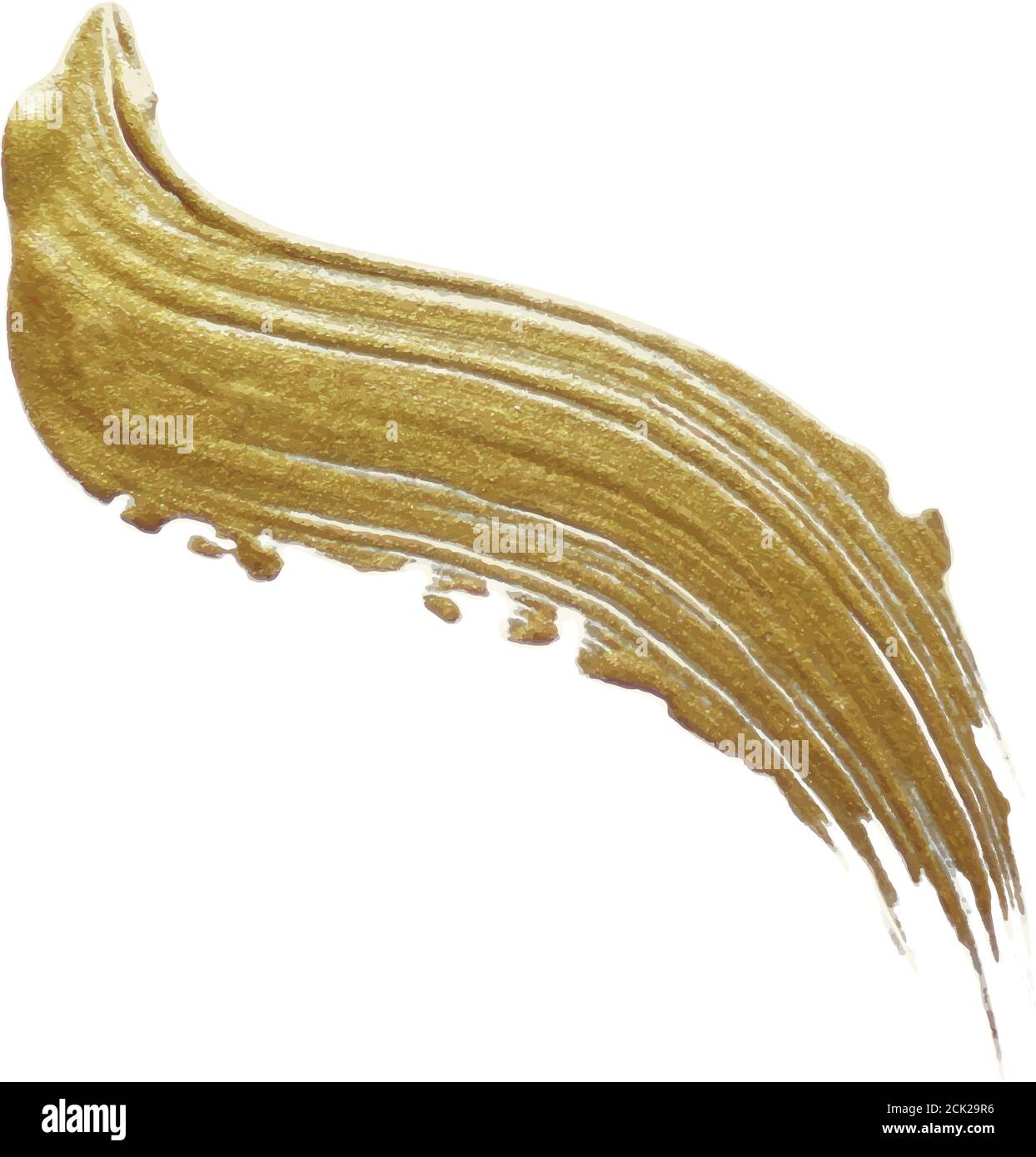 Realistic gold glitter painting brush. Hand drawing vector illustration ...