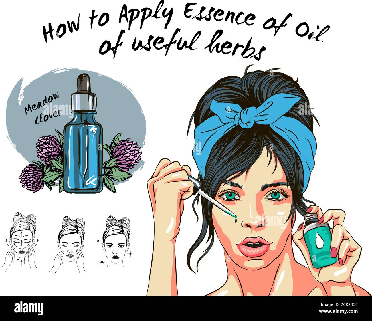 A woman takes care of her face. Steps on how to apply face oil. how to ...