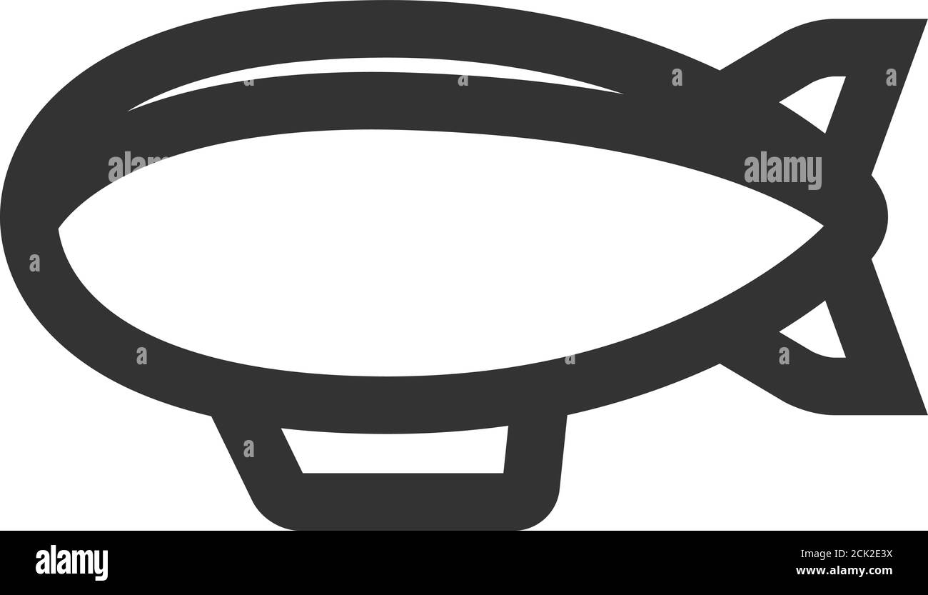Airship icon in thick outline style. Black and white monochrome vector ...