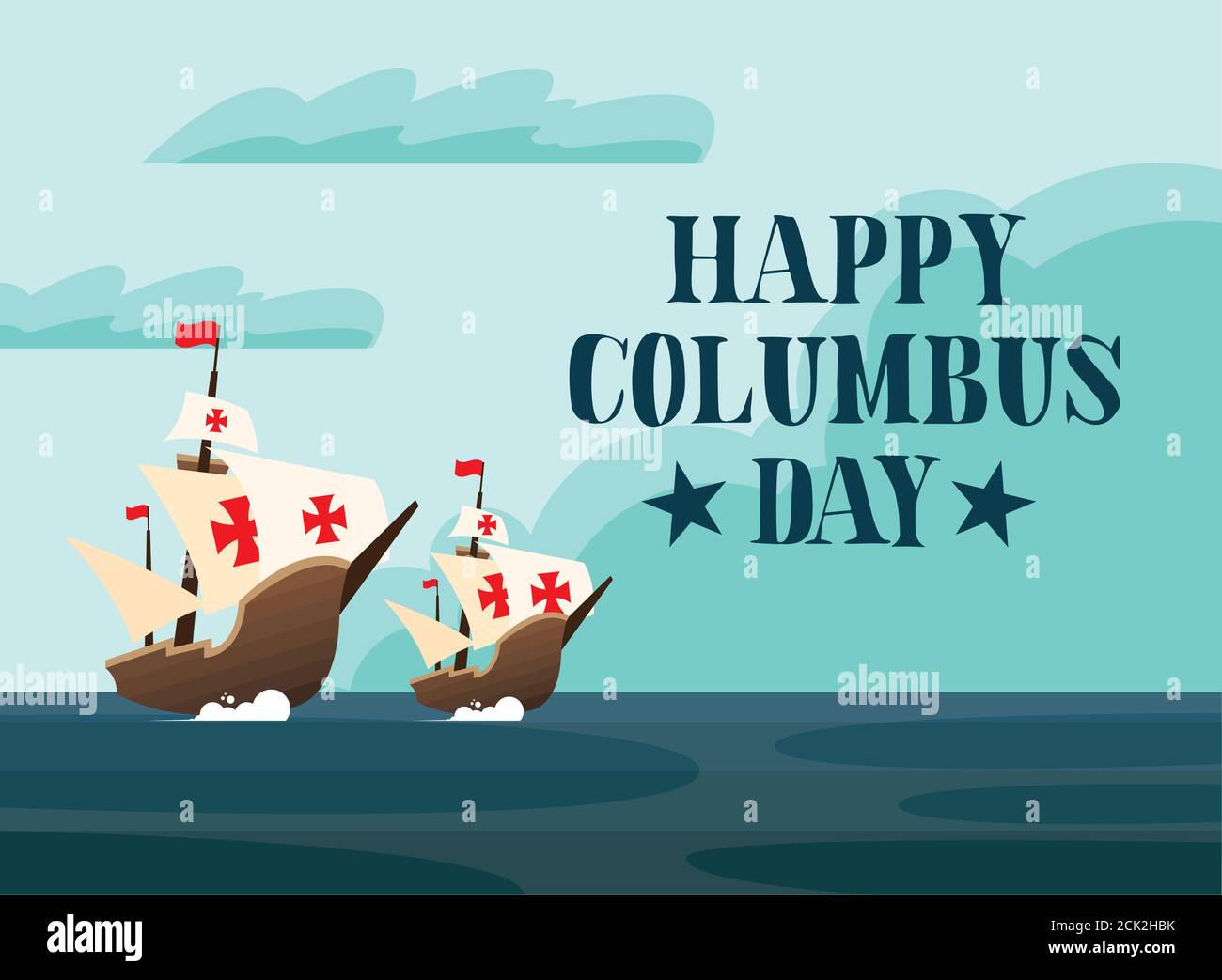 Columbus ships at the sea design of happy columbus day america and ...