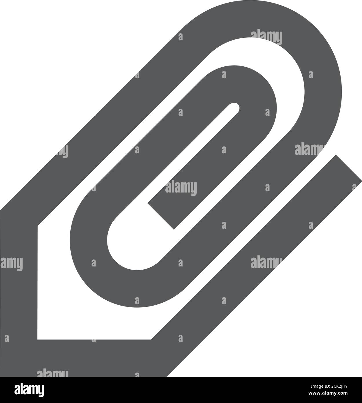 Attachment file icon in thick outline style. Black and white monochrome ...