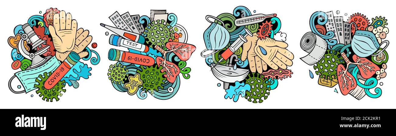 Epidemic cartoon vector doodle designs set Stock Vector Image & Art - Alamy