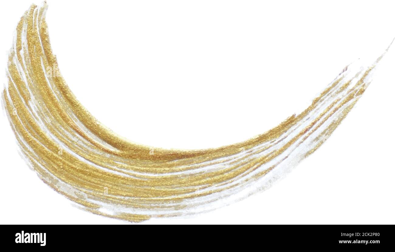 Realistic gold glitter painting brush. Hand drawing vector illustration ...