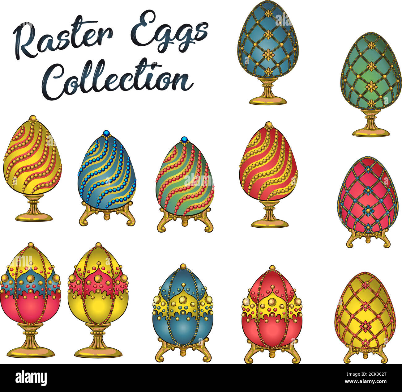 Easter golden egg with vintage baroque ornament. Faberge egg collected ...