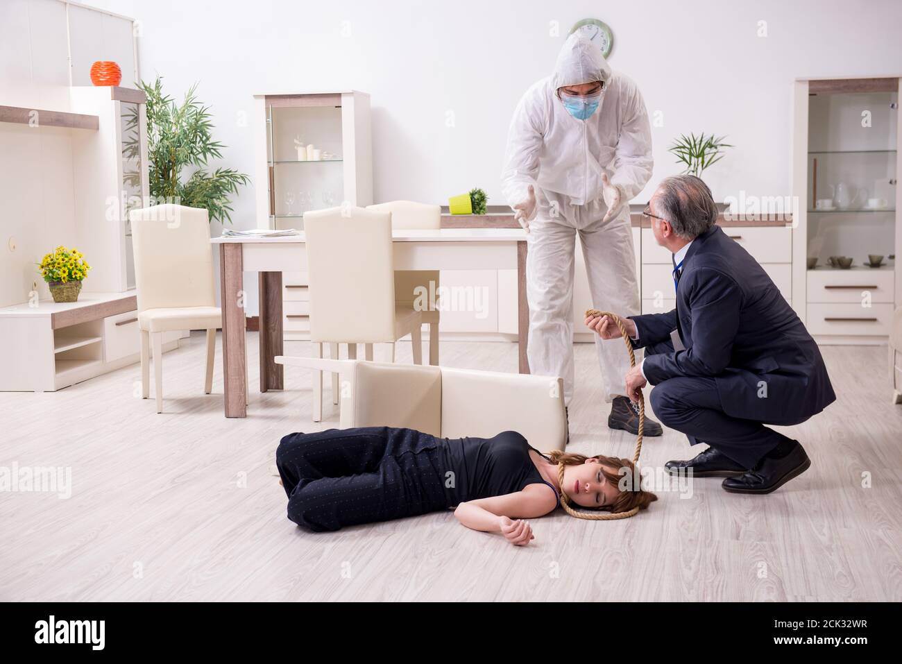 Forensic experts at the crime scene at home Stock Photo - Alamy