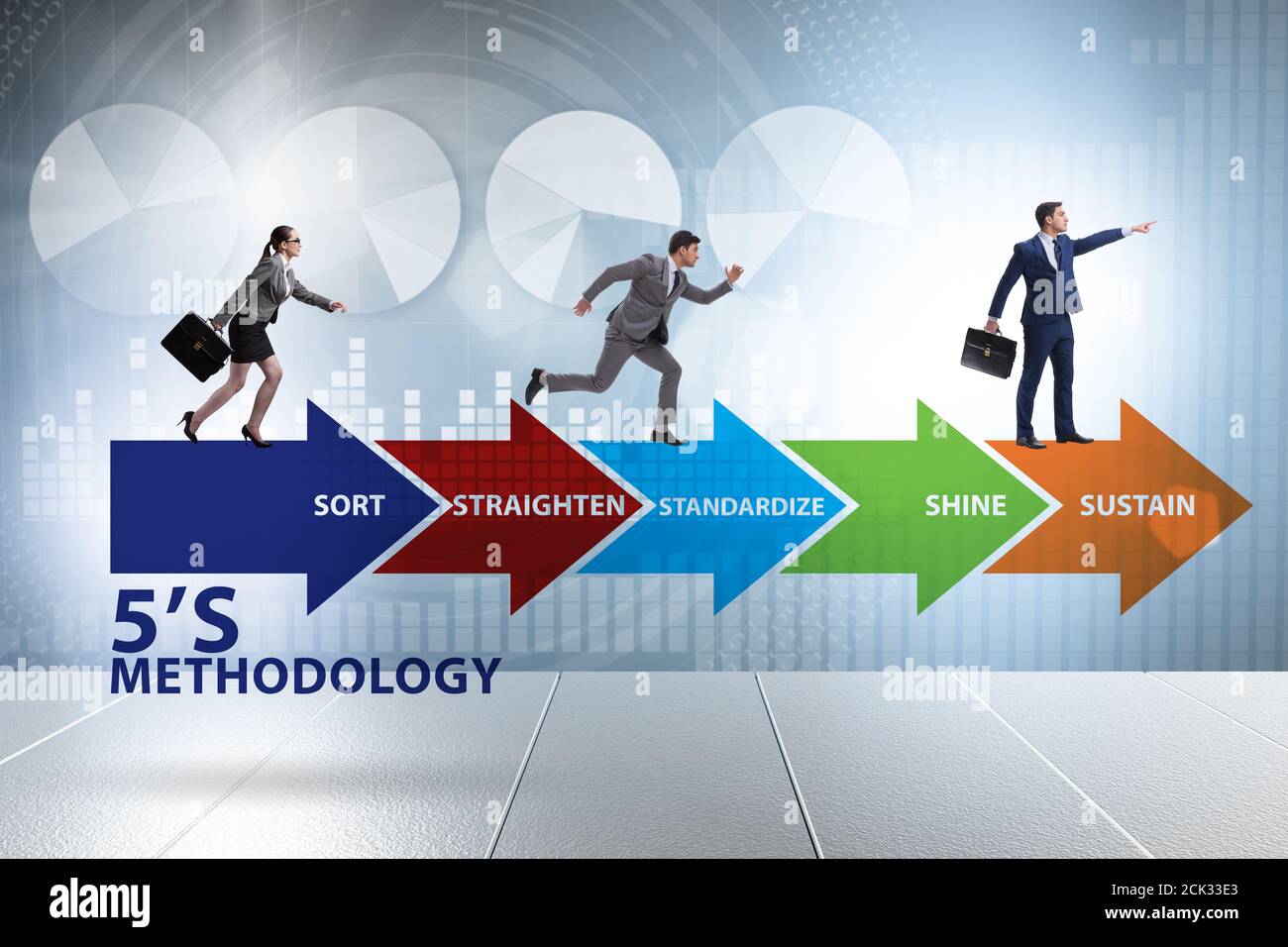 Business people in the 5S workplace organisation concept Stock Photo ...