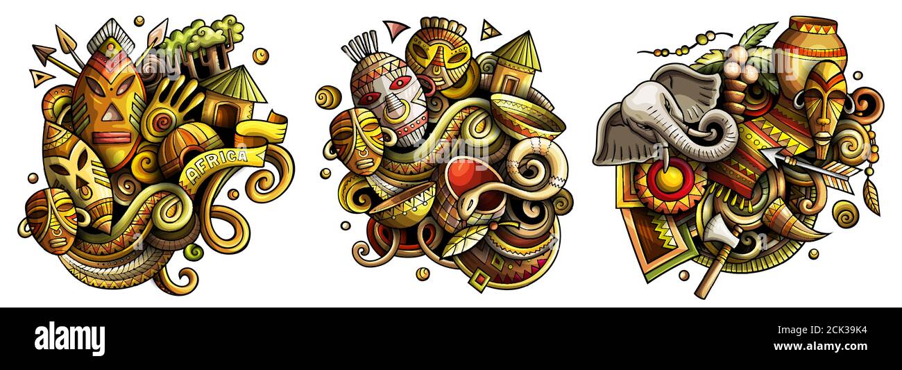 Africa cartoon vector doodle designs set Stock Vector Image & Art - Alamy