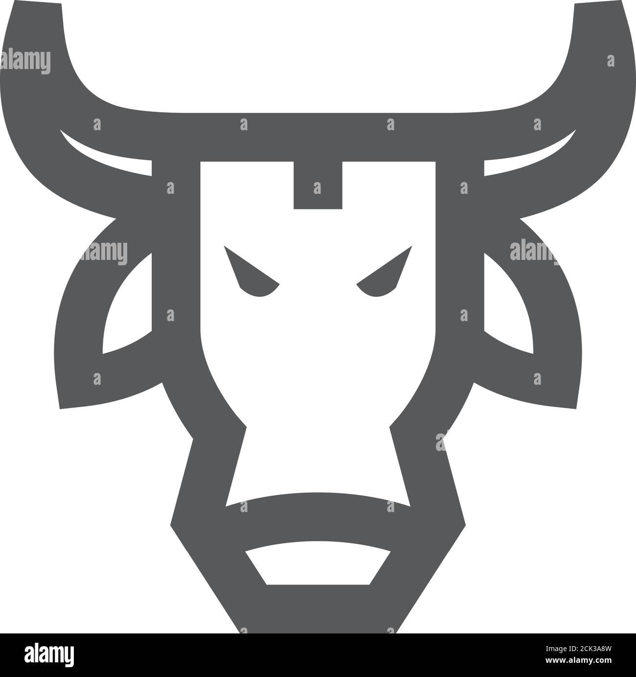 Bullish icon in thick outline style. Black and white monochrome vector ...