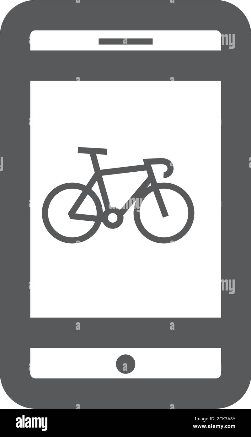 Cycling apps icon in thick outline style. Black and white monochrome ...