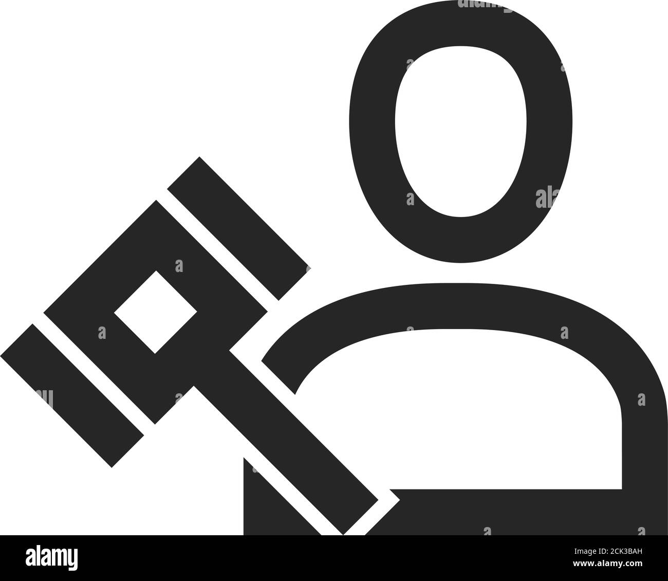 Auctioneer icon in thick outline style. Black and white monochrome ...