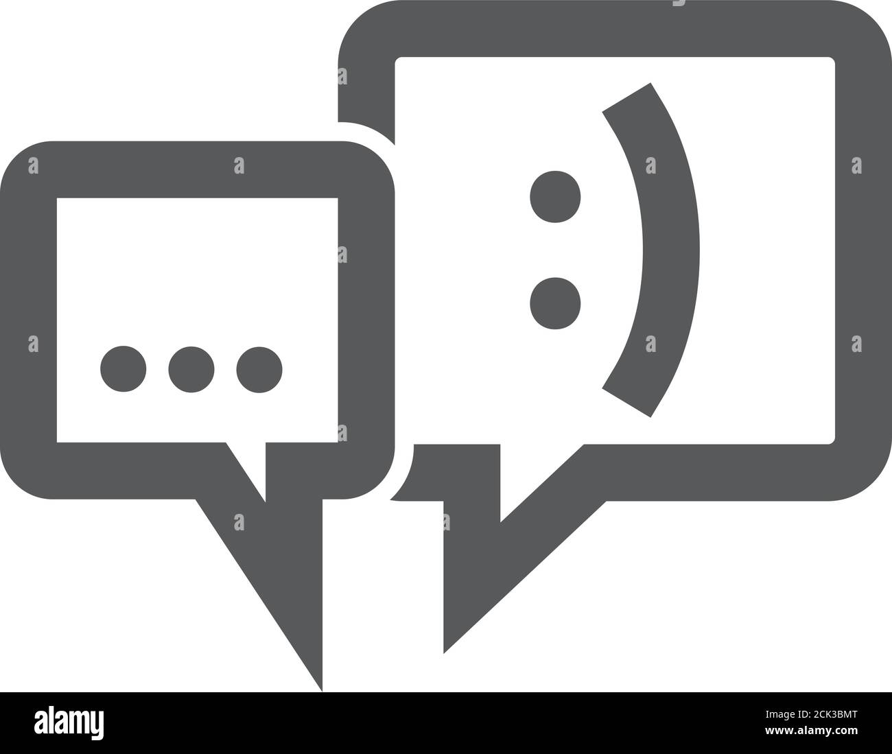 Chat sign icon in thick outline style. Black and white monochrome ...