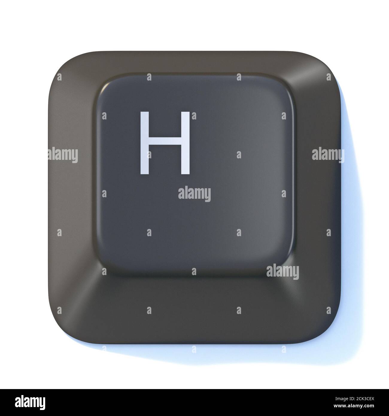 Black computer keyboard key Letter H 3D render illustration isolated on ...