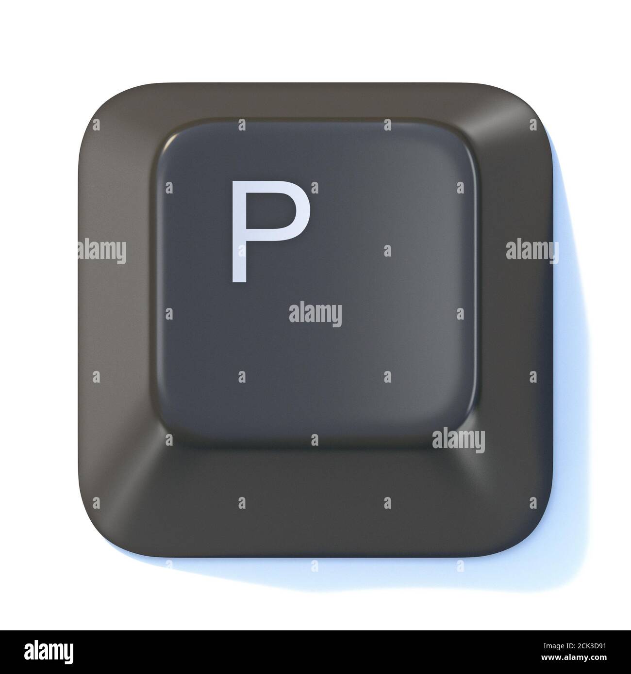 Black computer keyboard key Letter P 3D render illustration isolated on ...