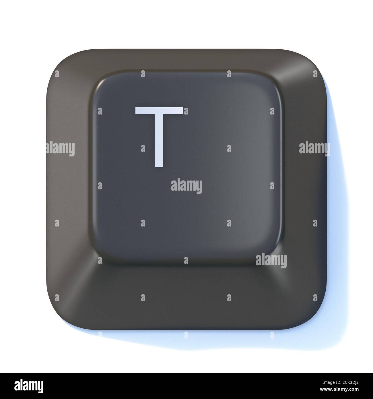 Black computer keyboard key Letter T 3D render illustration isolated on ...