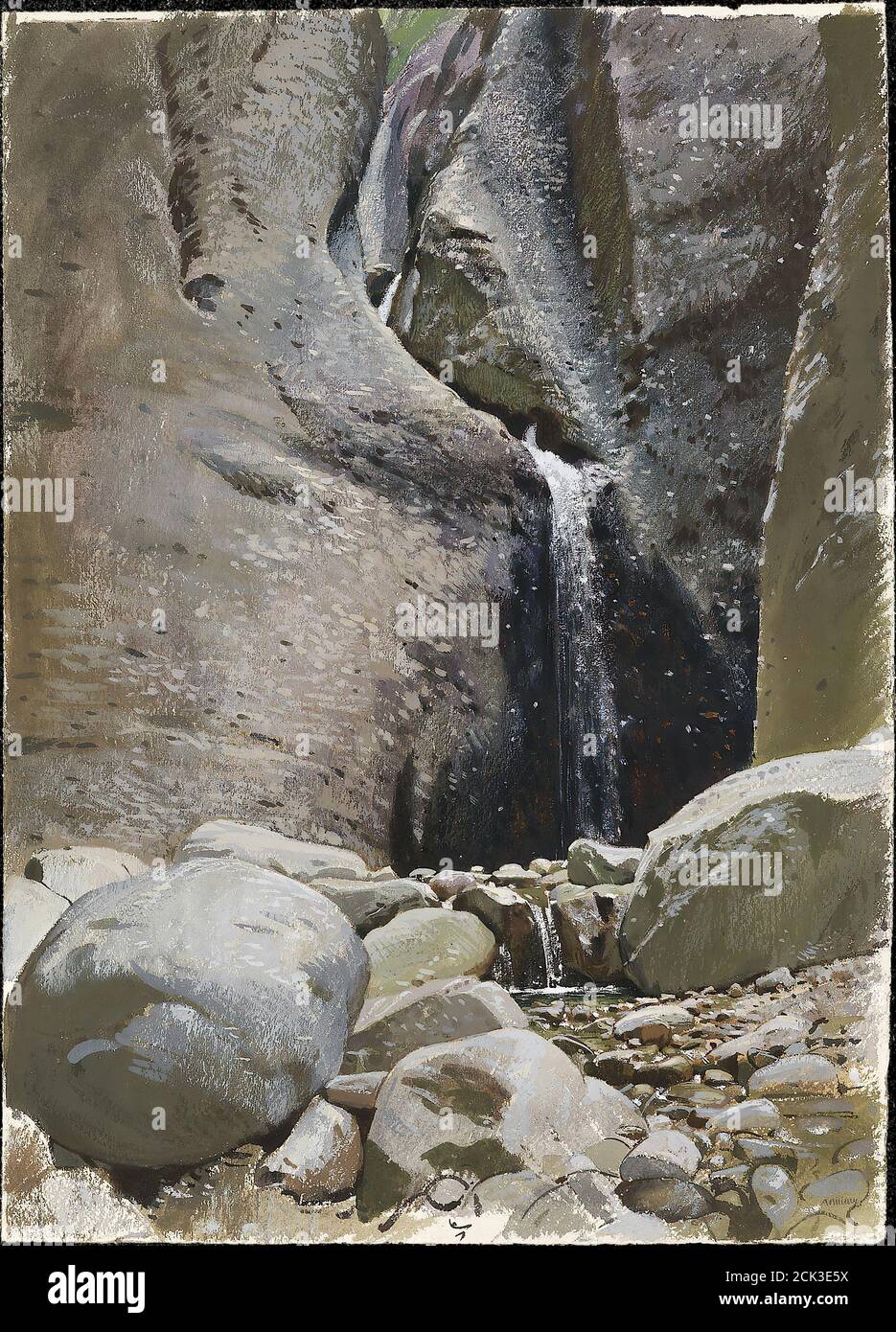 Hiremy-Hirschl Adolf - a Waterfall in the Mountains (Study) - Hungarian ...