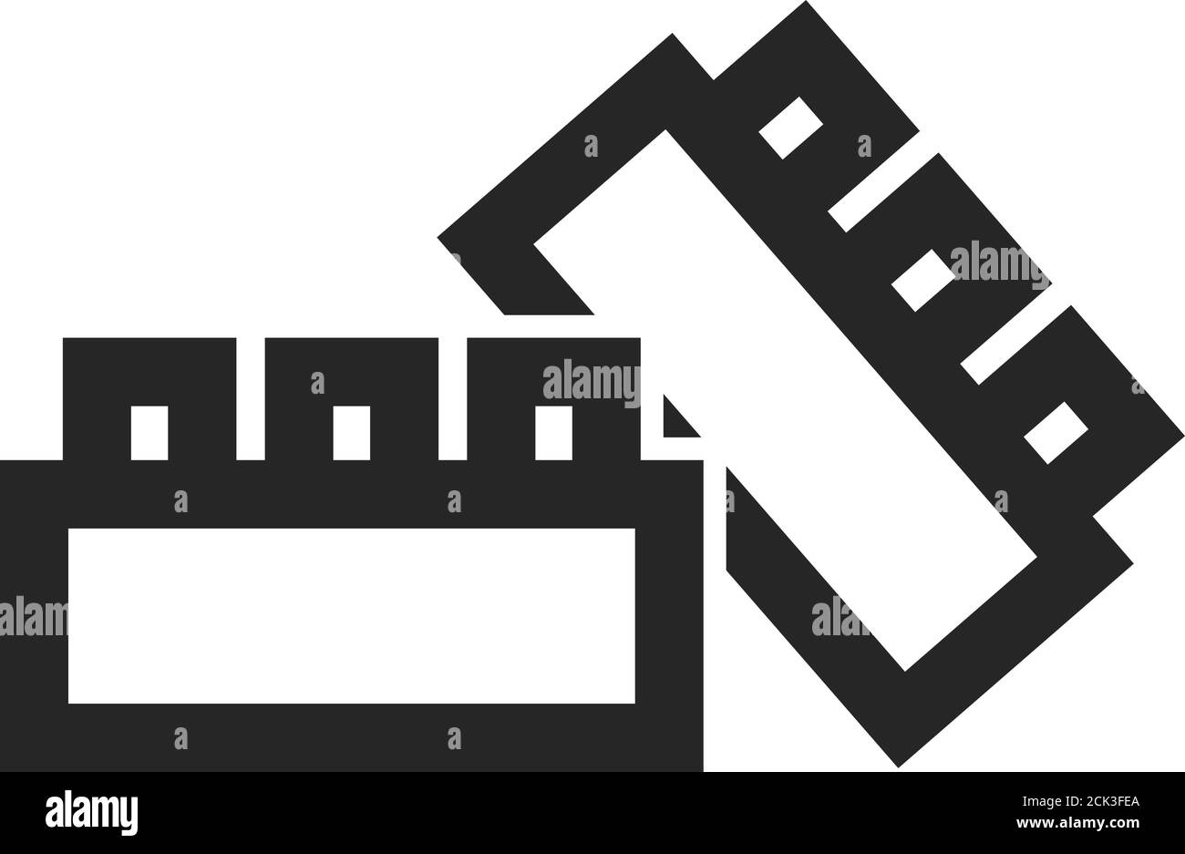 Building blocks icon in thick outline style. Black and white monochrome ...
