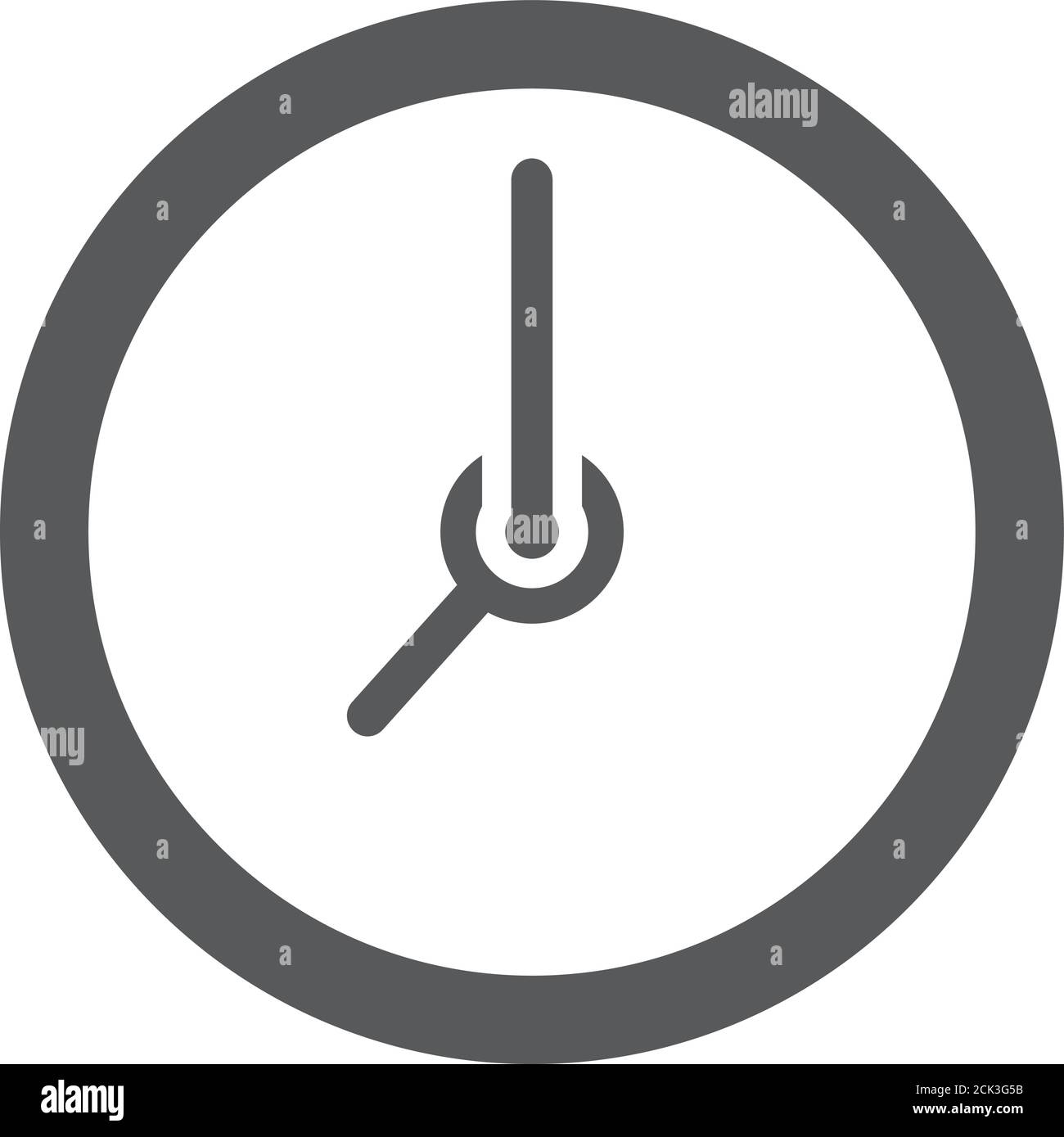 Clock icon in thick outline style. Black and white monochrome vector ...