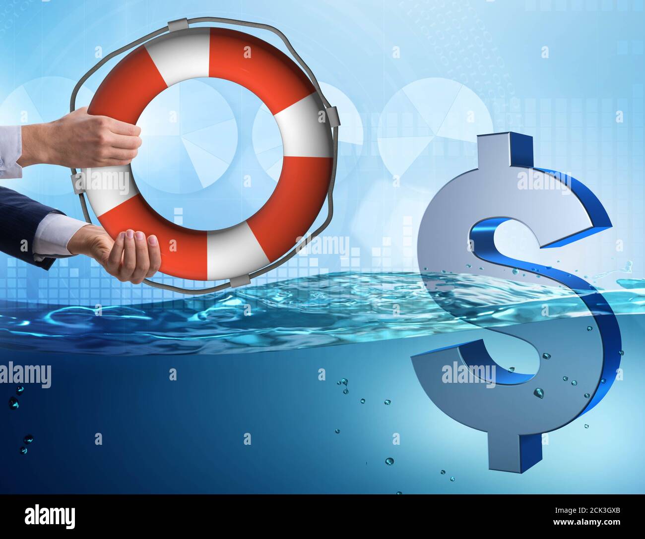 The businessman saving american dollar currency from inflation Stock ...