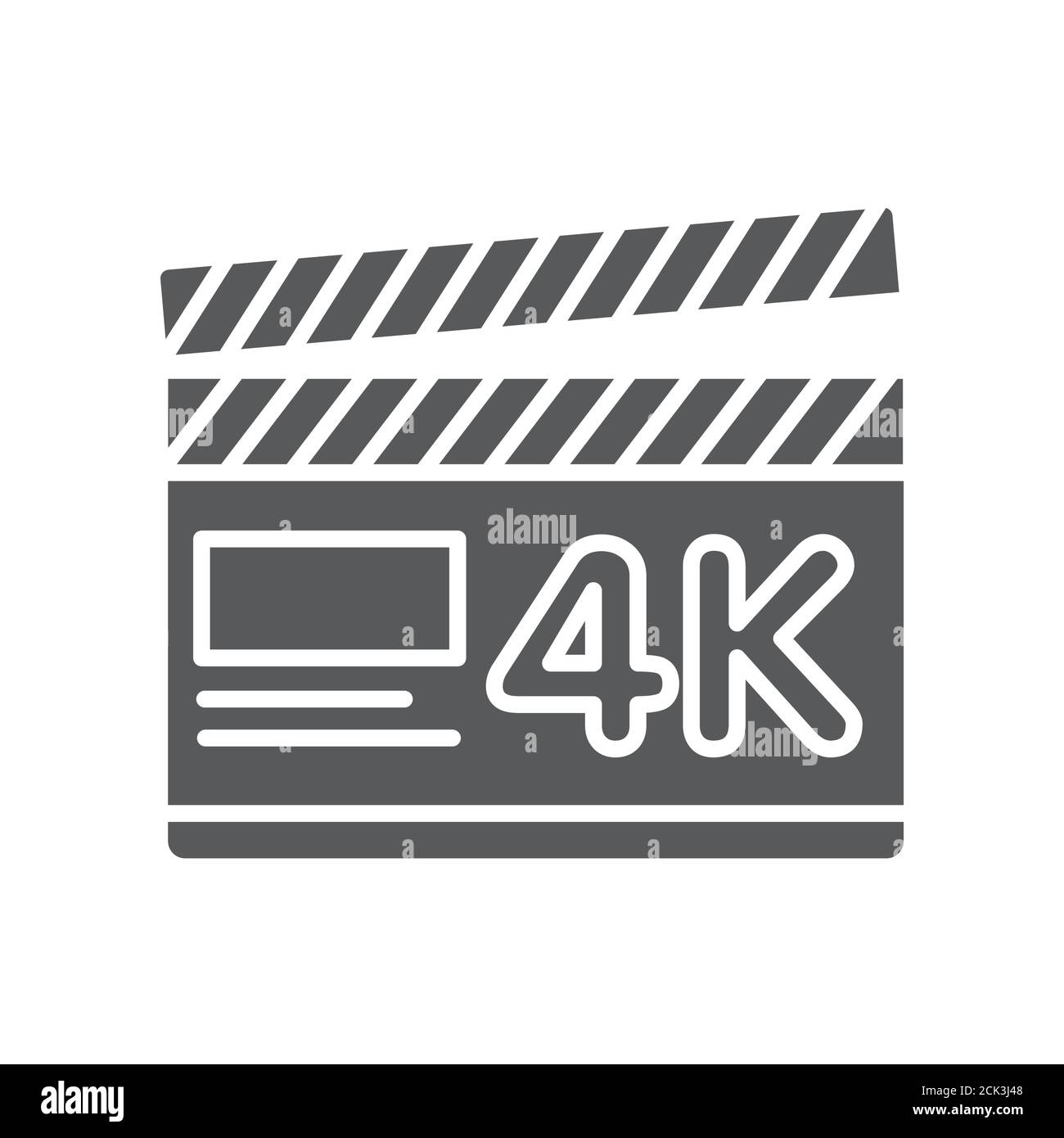 Clapper board black glyph icon. 4K ultra HD resolution movie shooting ...