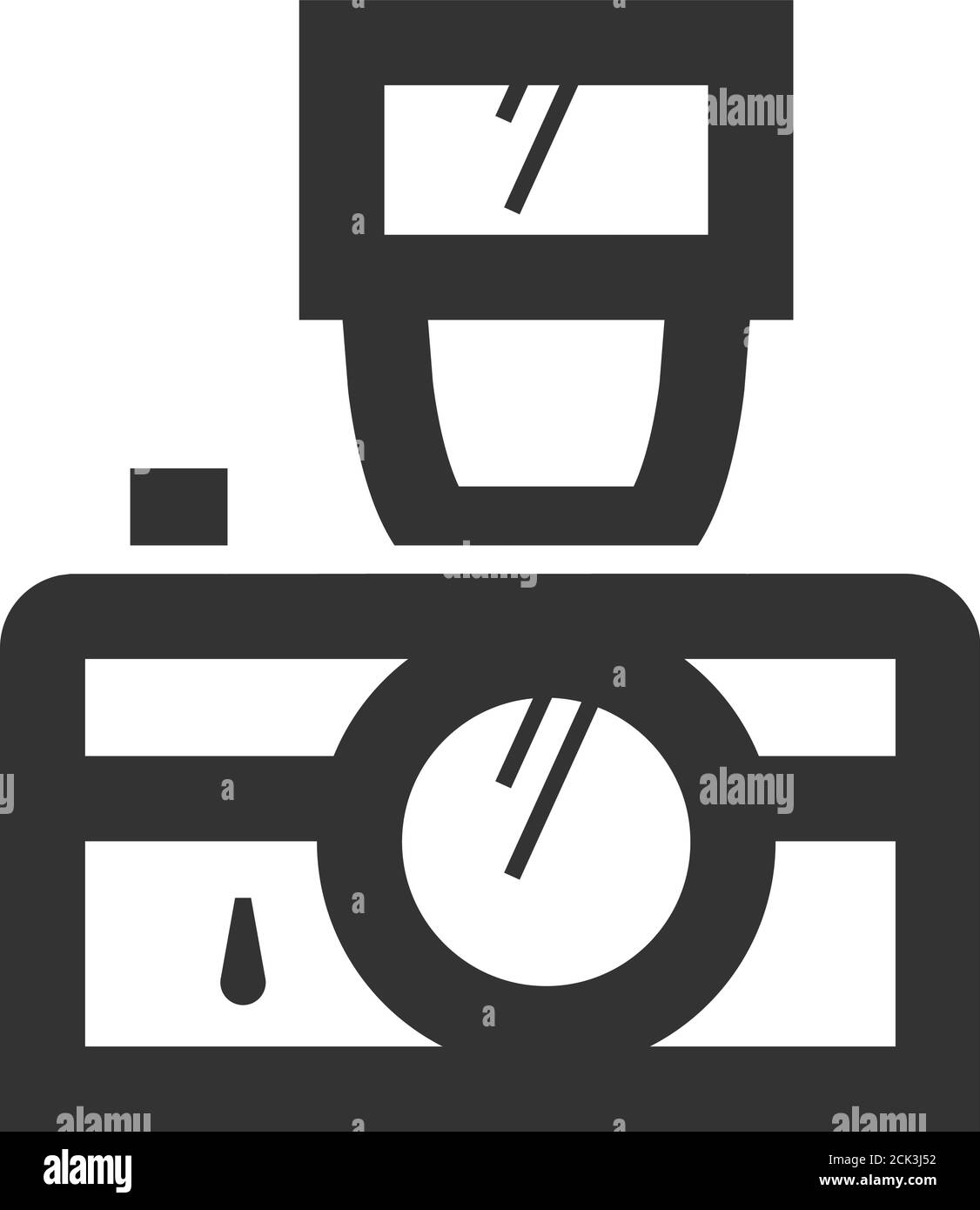 Old camera icon in thick outline style. Black and white monochrome ...