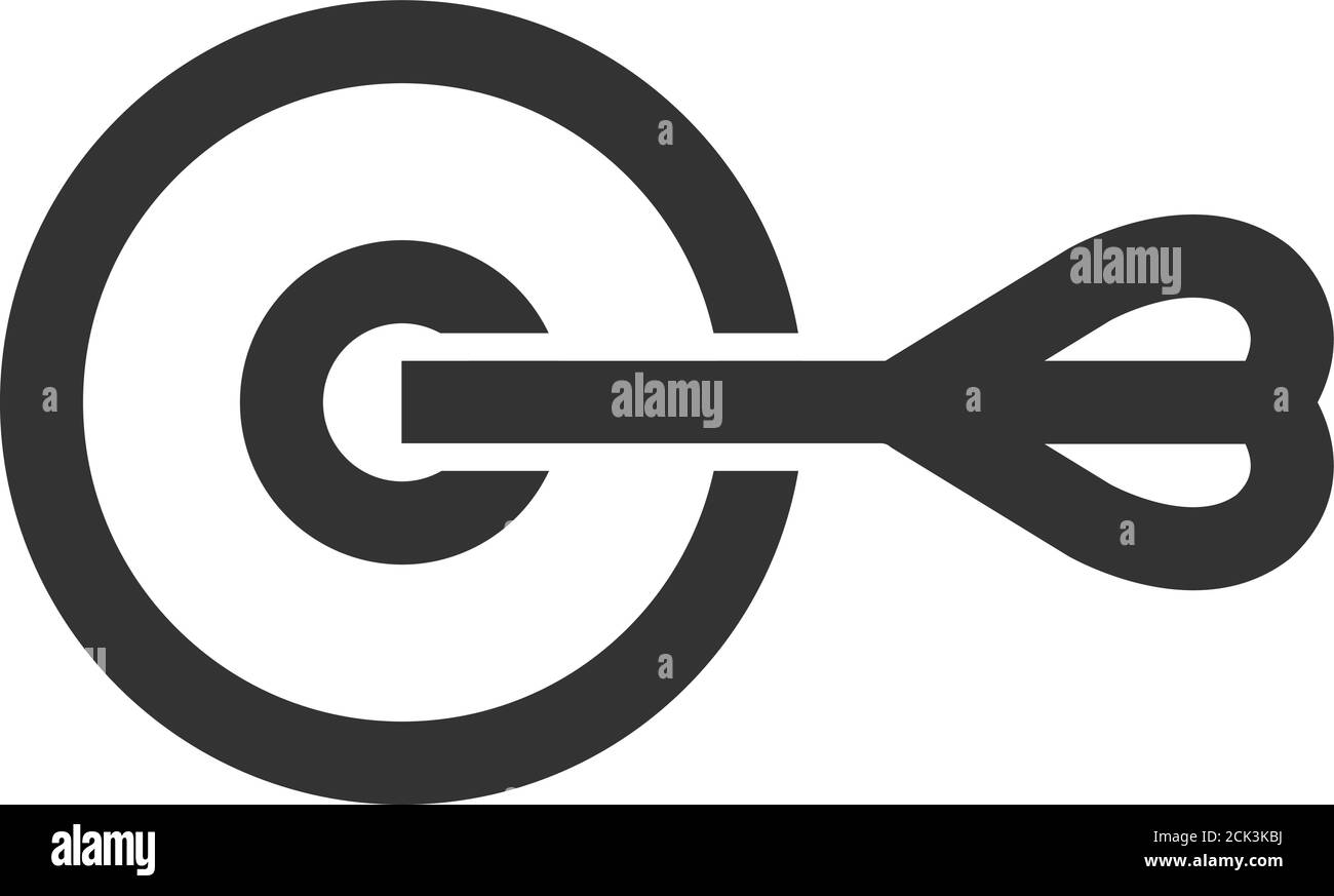 Arrow bullseye icon in thick outline style. Black and white monochrome ...