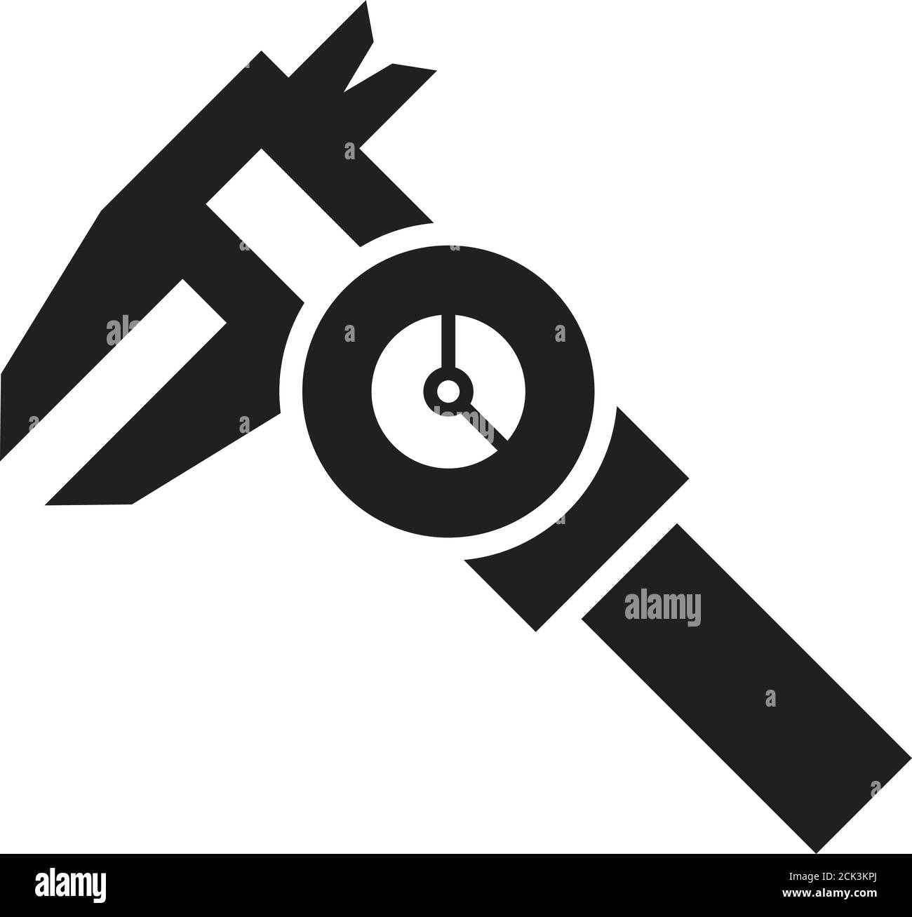 Digital caliper icon in thick outline style. Black and white monochrome ...