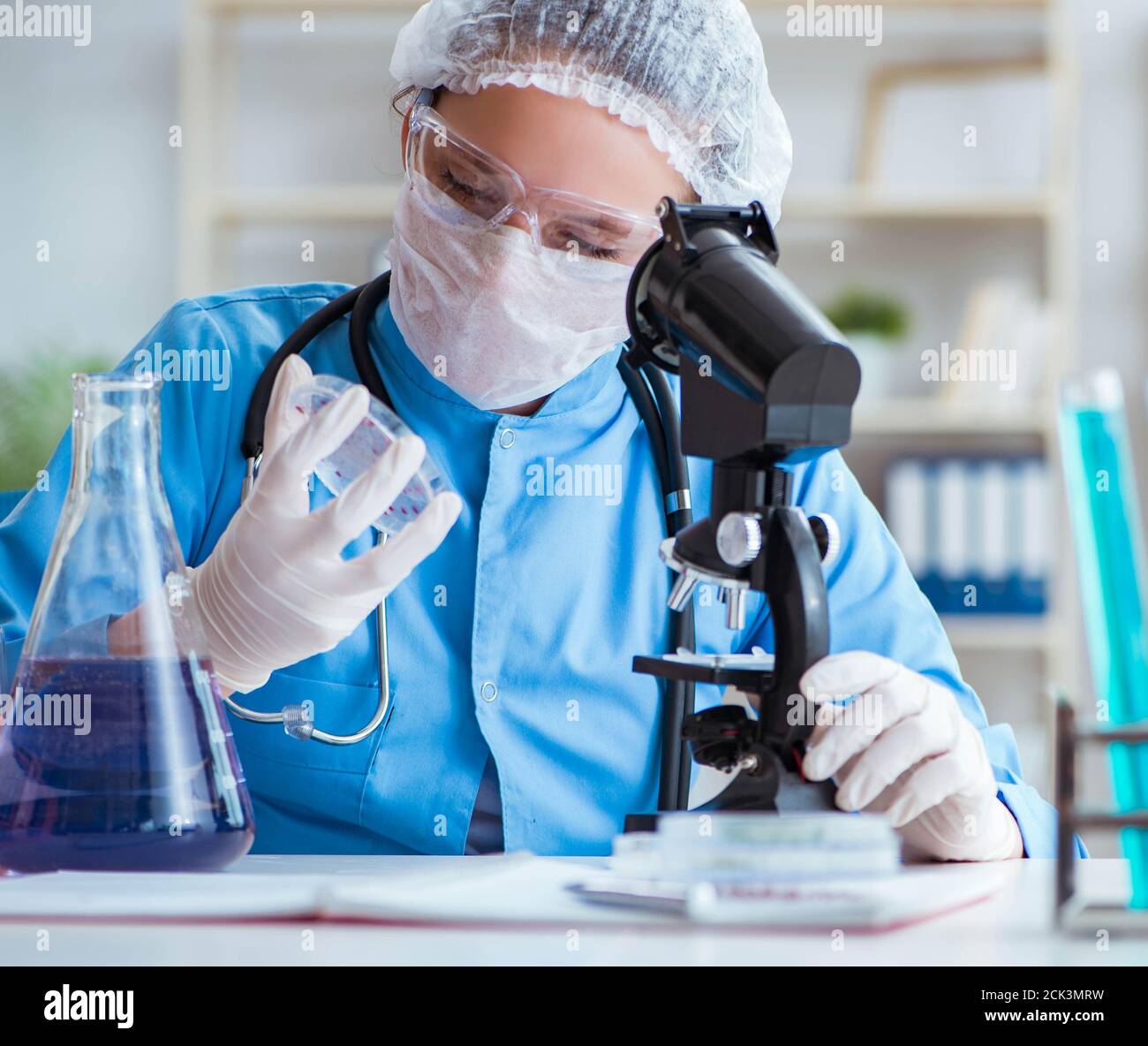 Female scientist researcher doing experiments in laboratory Stock Photo ...